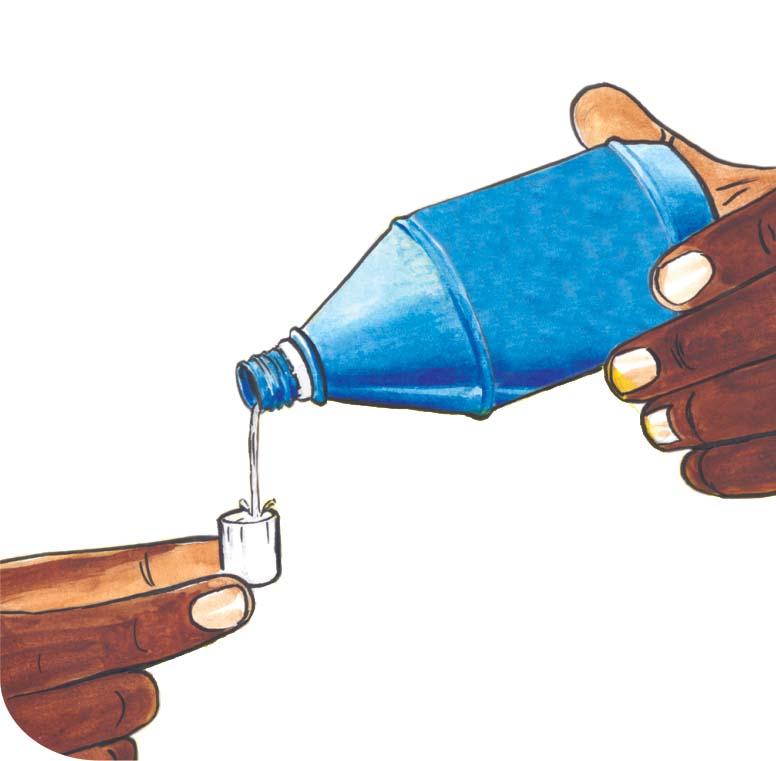 Sanitation - Pouring capful of water disinfectant - 02 - CIYCF23 | IYCF ...